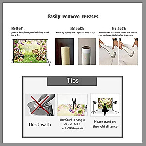 Spring Easter Photography Backdrop 7x5FT Easter Rabbit Garden Colorful Eggs Photo Backdrops Fence Green Grass Bunny Decoration Kids Newborn Baby Birthday Party Backgrounds