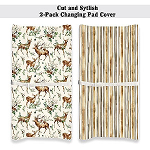 Extra Soft Stretchy Changing Pad Cover for Baby,2 Pack Premium Cotton Blend,Grove Pattern.,Multicolor,CPC0001