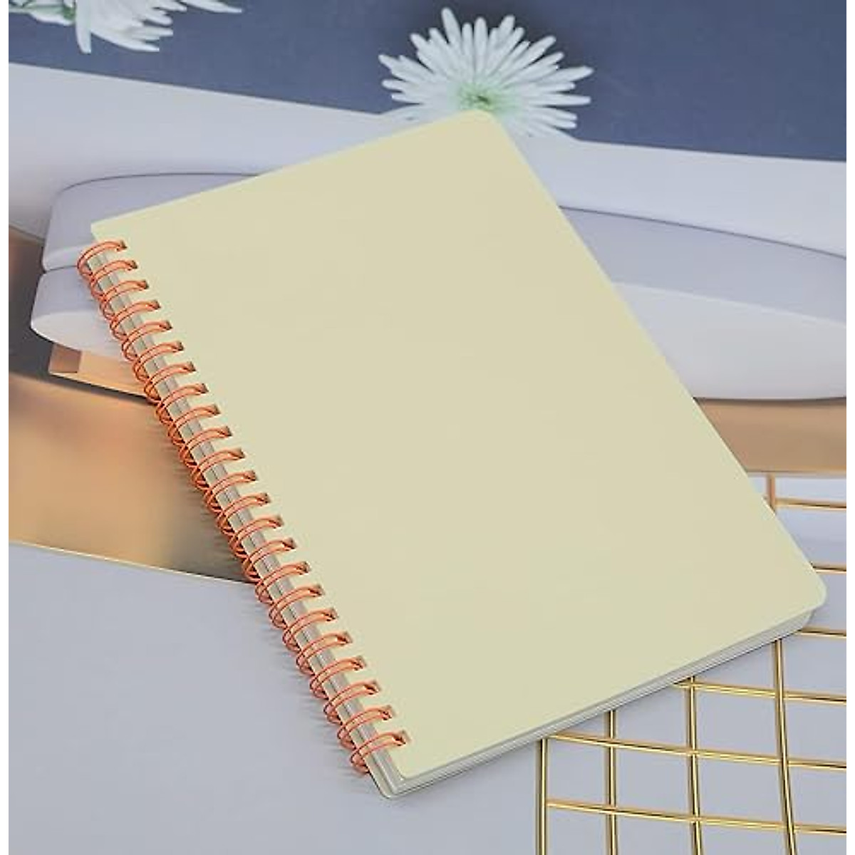 Yansanido Spiral Notebook, 4 Pcs 4 Color A5 Size Thick Plastic Hardcover 8mm Ruled Paper 80 Sheets (160 Pages) Journal for School and Office Supplies (4 Pcs A5)