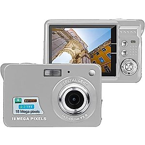eDealz 18MP Megapixel Digital Camera with 2.7" LCD Screen, Rechargeable Battery, HD Photo and Video for Indoor, Outdoor Photography for Adults, Kids (Silver)