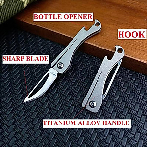 Titanium Alloy EDC Pocket Knife Folding Pocket Knife - Razor Sharp,Ultralightt, Multi-Tool with Bottle Opener for Camping Hiking Everyday Carry