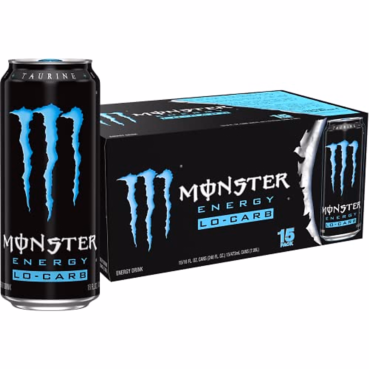 Monster Energy, Lo-Carb Monster, Low Carb Energy Drink, 16 Ounce (Pack of 15)