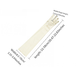 Allegra K Women's Long Gloves 1920S Evening Party Full Finger Mittens Elegant Opera Glove One Size Shiny Beige