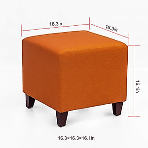 Adeco Simple British Style Cube Ottoman Footstool, 16x16x16