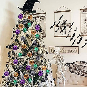 12 Pieces Halloween Ornaments for Tree Hocus Pocus Ornaments for Tree Colorful Shatterproof Plastic Ball Ornaments Halloween Indoor Decorations