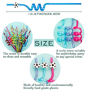 24Pcs Soccer Party Straws for Soccer Party Favors, Soccer Ball Themed Party Decorations Reusable Soccer Themed Straws for Sports Party Supplies for Kids Boys Girls