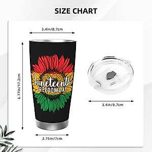 SDERDZSE Juneteenth Day Freedom 1865 Tumbler 20oz Coffee Cup Insulated Tumblers Stainless Steel Tumbler With Lid Coffee Travel Mug For Home Outdoor