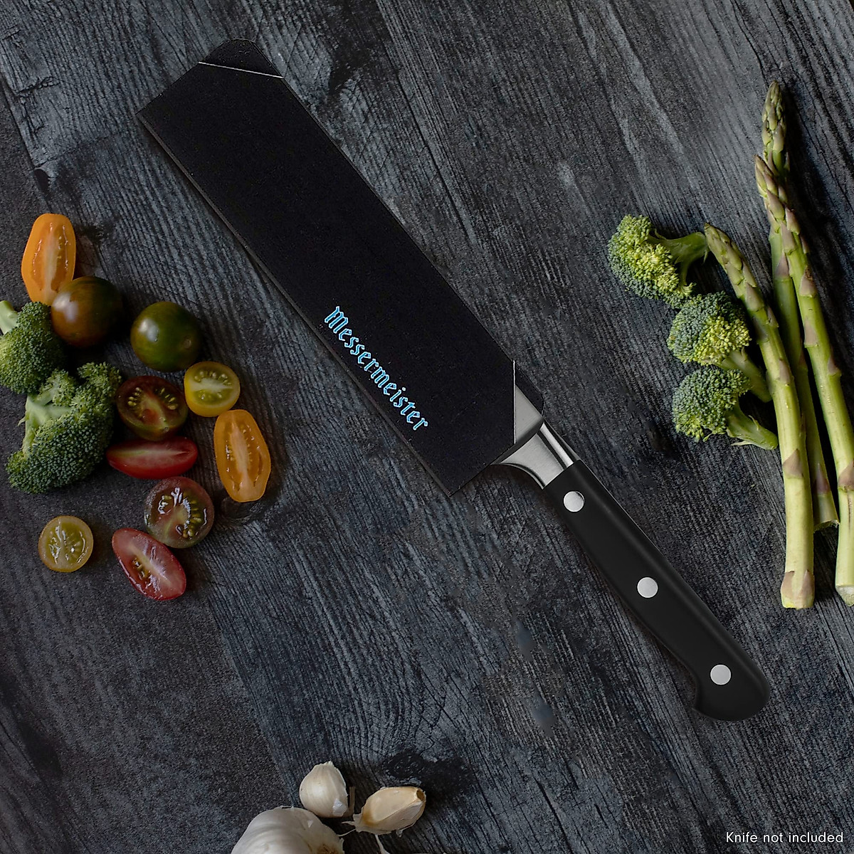 Messermeister 6” Chef’s Edge-Guard, Black - Fashionable & Functional Safety Accessory for Chef’s & Wide-Blade Knives - 2 Blade Entry Notches - 6.5” x 1.9375”