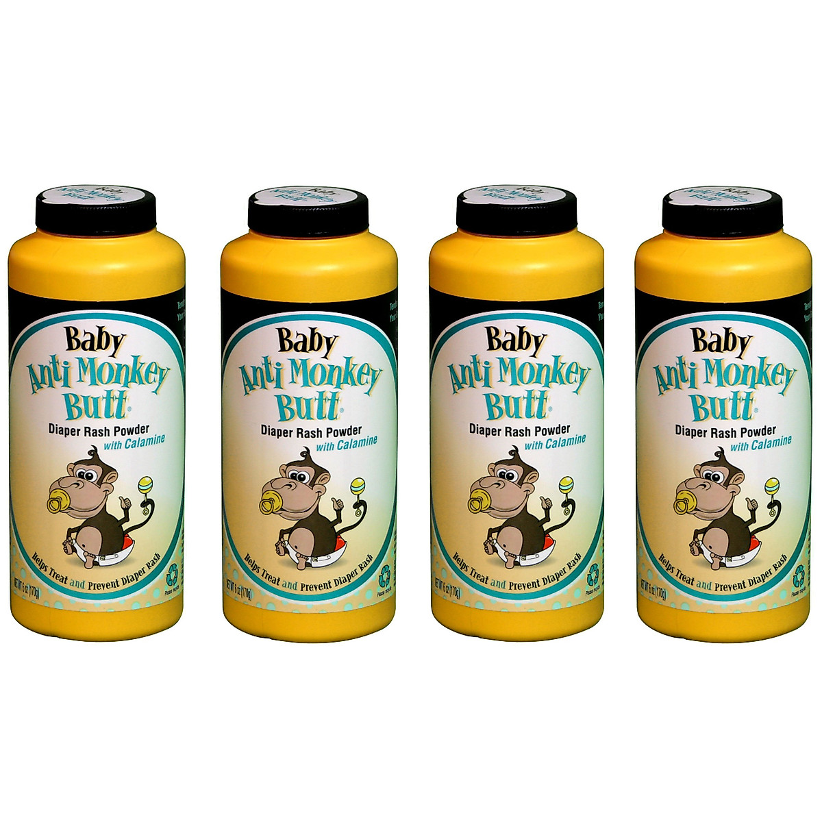 Anti Monkey Butt Baby Diaper Rash Powder with Calamine, 6 Oz (4 Pack)