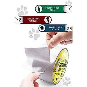 Anti Scratch Furniture Protector Tape - Cat Tape Couch Protector for Cats - Forget Cat Repellent Spray for Furniture, Cat Scratch Tape is The Odor Free Cat Scratch Deterrent for Furniture