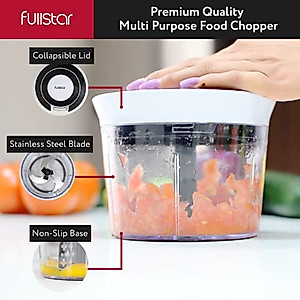 FULLSTAR Manual Food Chopper, Pull Chopper, Pull String Chopper, Fullstar Vegetable Chopper & Garlic Mincer with Julienne Spiralizer & Egg Beater - Veggie Chopper, Onion Chopper, Garlic Chopper