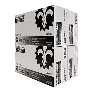 KingSeal 100 Count UltraBlack-PRO Nitrile Medical Grade Exam Gloves, Black, Professional Grade 5 MIL, Size X-LARGE Textured, Tattoo, Automotive, Plumbing, Cleaning - 100 Gloves