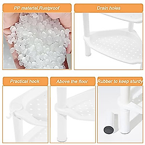 4 Tier Corner Shower Caddy, Rustproof, Plastic Shower Organizer for Bathroom, Bathtub, Shower pan, Bath Accessories Shower Caddies, 13.5 x 10 x 33.5 Inches, White (Round Slot White 4 Tier)