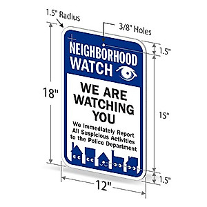SmartSign - K-9120-EG-12x18 "Neighborhood Watch - We Are Watching You" Sign | 12" x 18" 3M Engineer Grade Reflective Aluminum Black/Blue on White