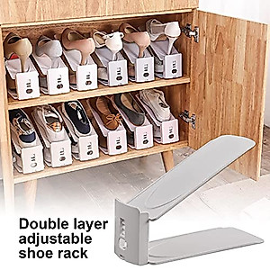 NULYUNZE Double Layer Shoe Slot Organizer - Flexible Built-in Design Shoe Storage Rack - Double Layer Shoe Rack Organizer Holder Dustproof