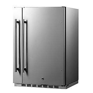 Summit Appliance SPR196OS24 24" Wide Built-In All-Refrigerator, Slide-out Storage Compartment, 17.25" Shallow Depth, Weatherproof Design, Stainless Steel Construction, 3.13 cu.ft Capacity