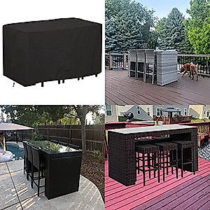Outdoor Bar Height Dining Set Cover Heavy Duty Waterproof Patio Dining Set Cover for Rectangular 6 - Person 76'' Long Bar Height Dining Set