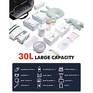 Xinsilu Diaper Bag Backpack Large Baby Diaper Bags for Boys & Girls with Changing Station, Changing Bags Baby Registry Search Waterproof Stylish Newborn Baby Essential Gifts Black…