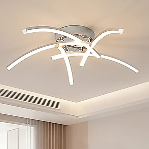 DELIPOP LED Ceiling Light Fixtures, 30W 3000K Curved Design Semi Flush Mount Ceiling Light, 2750LM Light Fixtures Ceiling Mount Modern LED Ceiling Light for Hallway Bedroom Kitchen Living Room