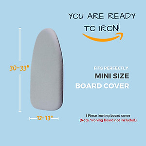 SAVUK 12 X 30 inch Smart Table top Ironing Board Cover and Pad with Standard Size, Fits Small, Mini Board, Extra Thick Padding, Elastic Cord, Heat Resistance (Replacement Cover and Pad 12"x30")