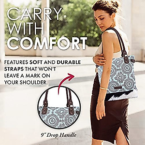 Tote Bags for Women by Sixtease - Large Tote Bag with Zipper Top - Genuine Leather Strap, Upcycled Canvas, Rug, Hair On and Hardware Accents - Vintage Style Hand Stitched - Tatum