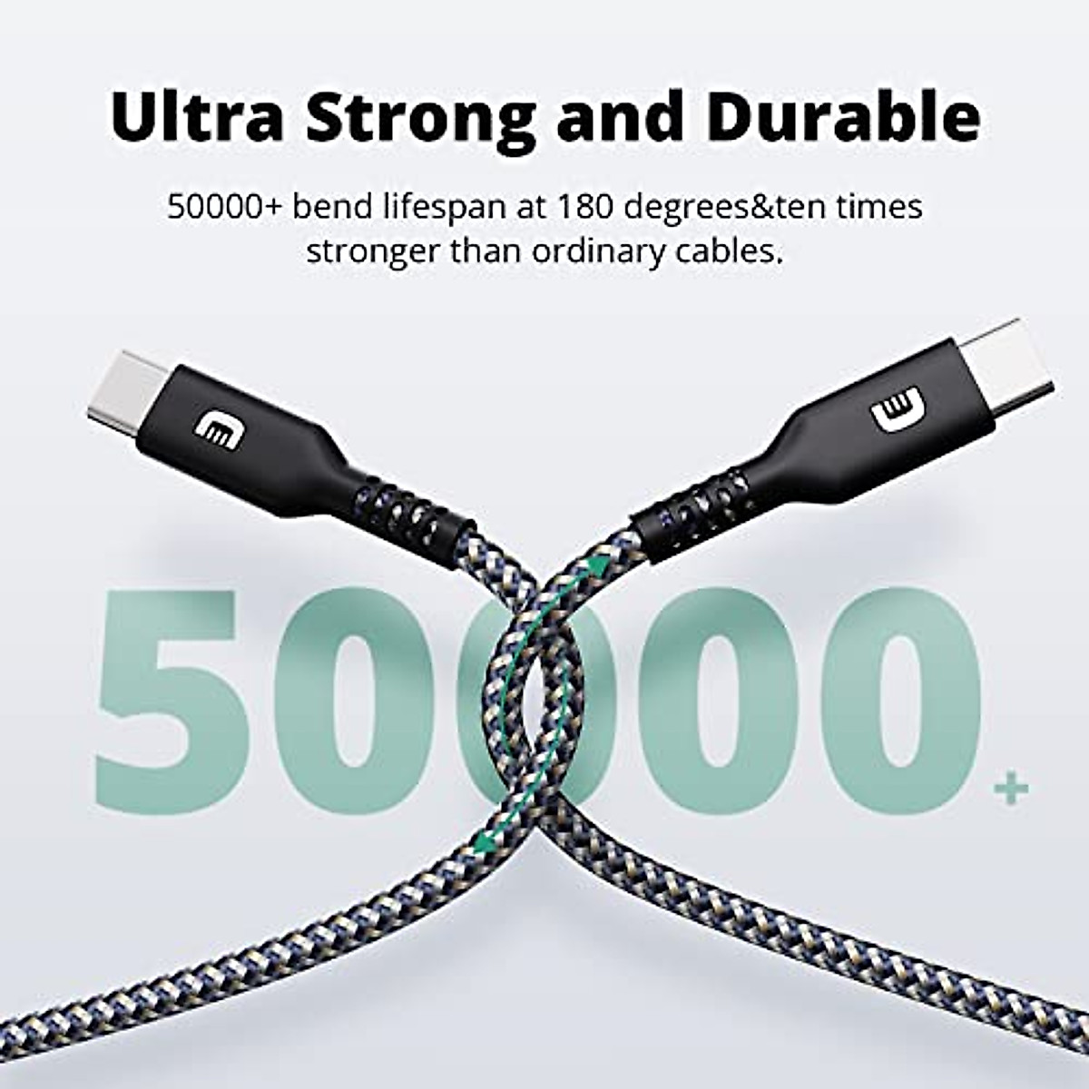 Zendure USB C to USB C Cable 100W PD Fast Charge Ultra Strong Durable Data Transfer Type C Charging Cable for Galaxy S20, iPad Mini 6, iPad Air 4, MacBook Pro 2021, Switch, Pixel, LG, 100cm, Black