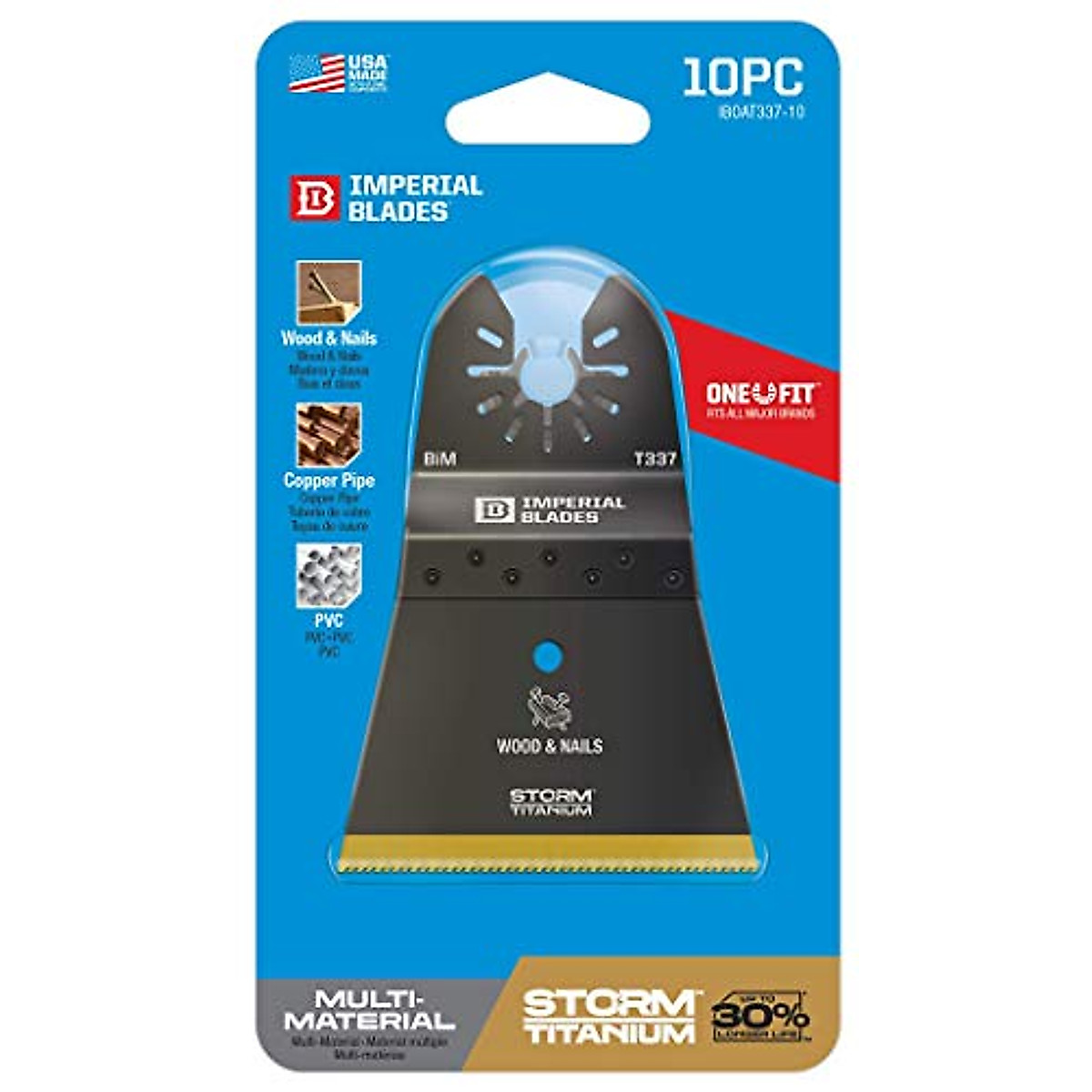 Imperial Blades IBOAT337-10 One Fit 2-1/2" Storm Titanium Wood & Nails Blade, 10PC, Multi