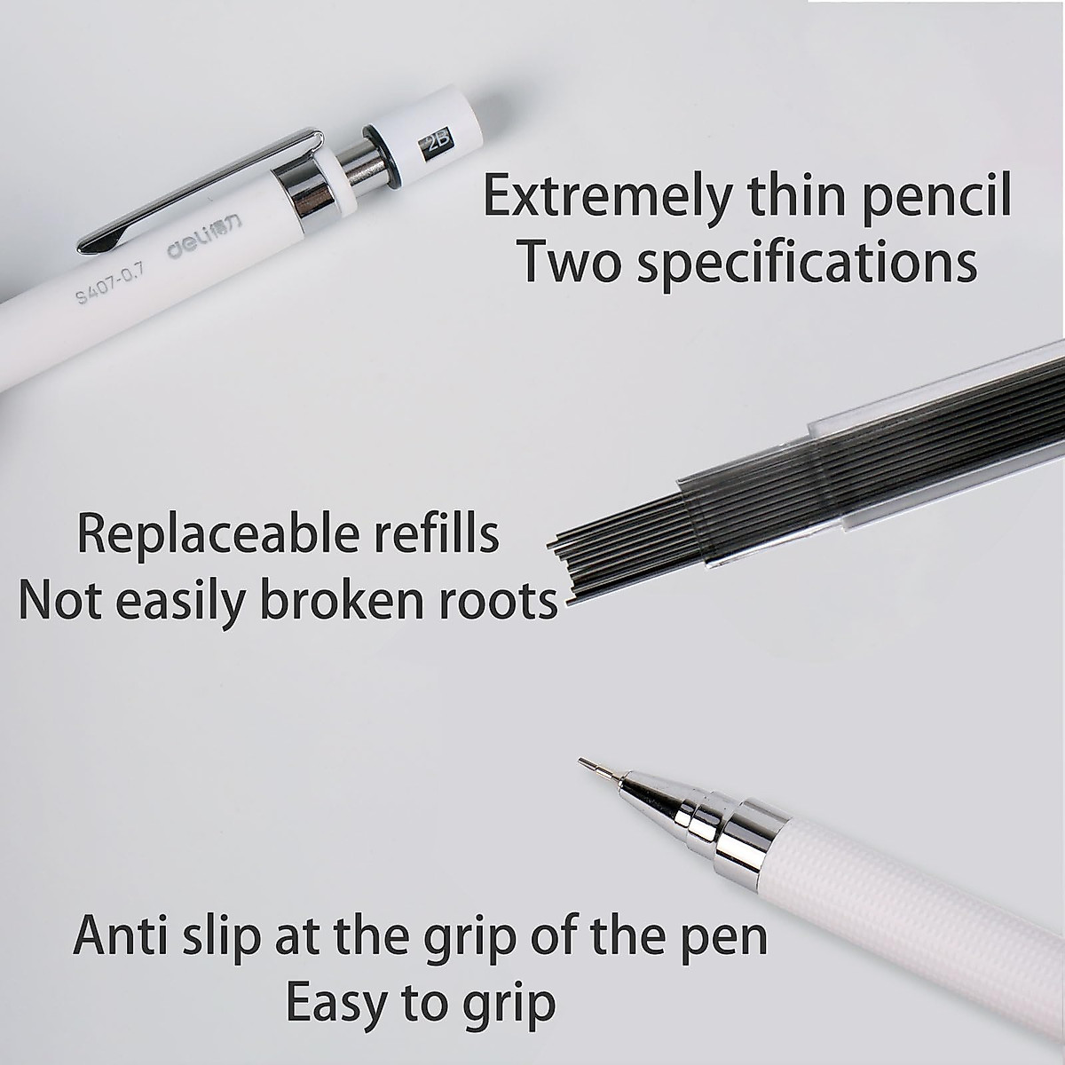 ITAWIXS Mechanical Pencil Set, 4Pcs 0.5&0.7mm Writing Instrument with HB Lead Refills, Erasers, Aesthetic School Supplies for Writing, Drawing, Sketching