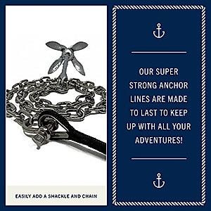 Rainier Supply Co. Boat Anchor Line - 100 ft x 1/2 inch Anchor Rope - Double Braided Nylon Anchor Boat Rope with 316SS Thimble and Heavy Duty Marine Grade Snap Hook - Black