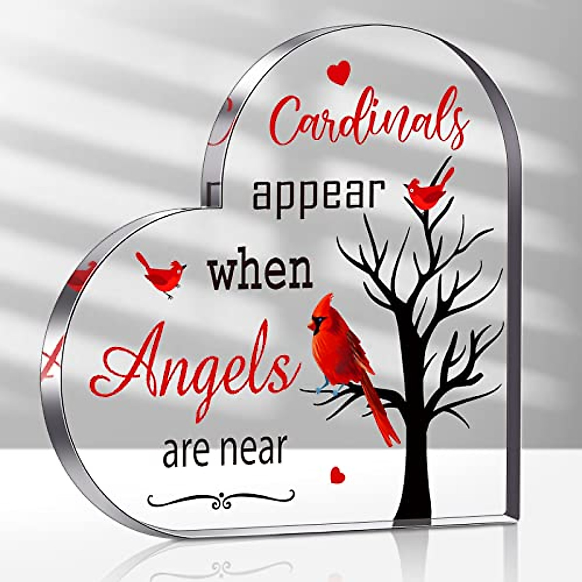 Red Cardinal Sympathy Gift Decor Heart Memorial Gift Crystal Acrylic Bereavement Gift Loss of Loved One Table Centerpieces Remembrance Christmas Decor Condolence Gift for Loss of Mother