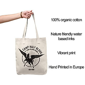 Camp Half Blood Percy Jackson Tote bag for Women And Men Graphic Shoulder Bags Casual Cloth Purses and Aesthetic Handbags, White
