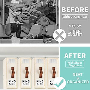 BettMorrow 6 Pack Bed Sheet Organizers and Storage (Queen & King Size) Sheet Organizers for Linen Closet Under bed Storage Sheets Set Organizers with Handle Window Foldable Bedding Storage Box Beige