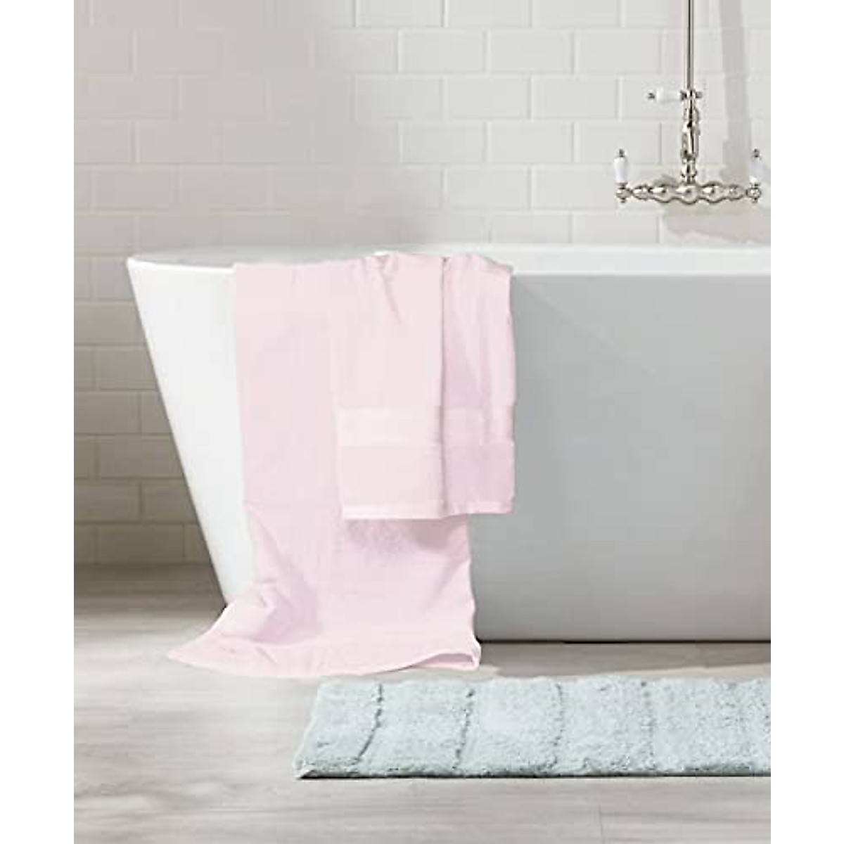 BOUTIQUO 8 Piece Towel Set 100% Ring Spun Cotton, 2 Bath Towels 27X54, 2 Hand Towels 16X28 and 4 Washcloths 13X13 - Ultra Soft Highly Absorbent Machine Washable Hotel Spa Quality - Pink