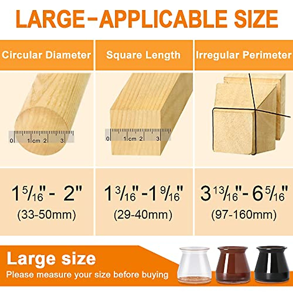 24 Pcs Chair Leg Floor Protectors for Hardwood Floors Silicone Covers to Protect Wood Tile Floors Felt Pads Furniture Leg Caps Non Slip Reduce Noise (Large-Clear)