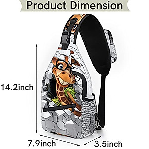 Cute Giraffe Sling Bag Crossbody Sling Backpack Water Resistant Shoulder Bag Outdoor Travel Hiking Chest Bag Daypack for Women Men Unisex