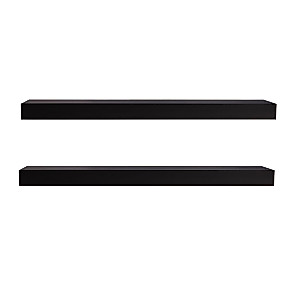 MELANNCO Black Pole Mount Chunky Shelves, Hardware and Instructions Included, Set of 2 23.6x5.7x1.5 Inch