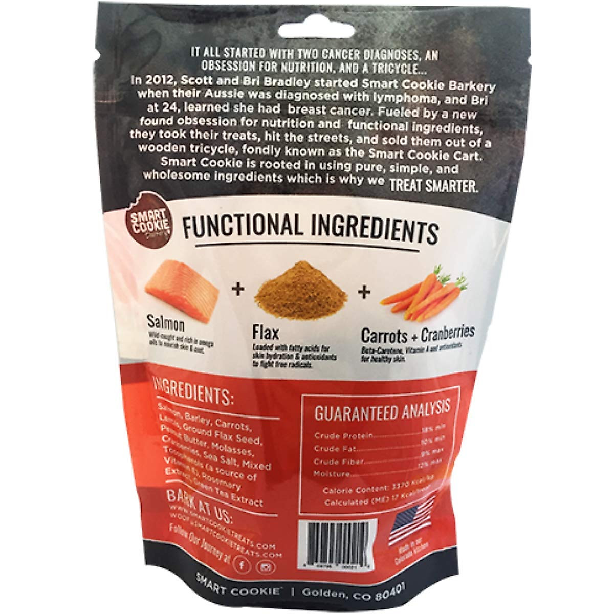 Smart Cookie All Natural Dog Treats - Healthy Skin & Coat Salmon Dog Treats - Ideal for Sensitive Stomachs or Itchy, Allergic, Dry Skin - Dehydrated, Crunchy, Human-Grade, Made in USA - 8oz, Pack of 1