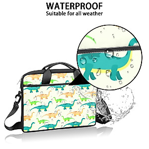 Colorful Brachiosaurus Laptop Computer Bag Waterproof Shoulder Messenger Bag 13-15 inch Durable Laptop Tote Bag with Shoulder Strap Handle Lightweight Crossbody Briefcase