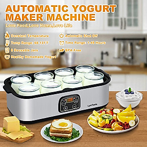 LynTorin Yogurt Maker, Automatic Digital Yogurt Maker Machine with Adjustable Temperature & Time Control, Stainless Steel Cheese Maker, Fruit Wine Maker with LCD Display