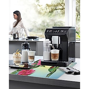 Spring Flowers and Hummingbird Coffee Mat Coffee Maker Mat,Super Absorbent Coffee Bar Accessories,Watercolor Pink Blossom Floral Non-slip Coffee Station Mat Dish Drying Pad,18x28in