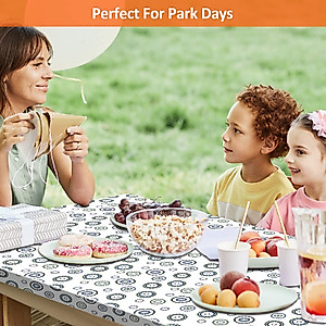 KENOBEE 6ft Picnic Table and Bench Fitted Cover, 72" Flannel Backing Elastic Edge Waterproof Wipeable Plastic Cover Fitted Vinyl Tablecloth for Home Goods Indoor Outdoor Patio, Blue Flywheel