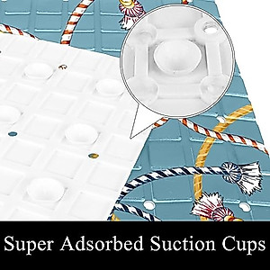 Bath Tub Shower Mat - Anti-Slip PVC Material 15.1x26.8 in, Gentle Cushioning Quick Drying Suction Cups Reliable Solution - Vintage Rope Pattern Non-Slip Floor Mat