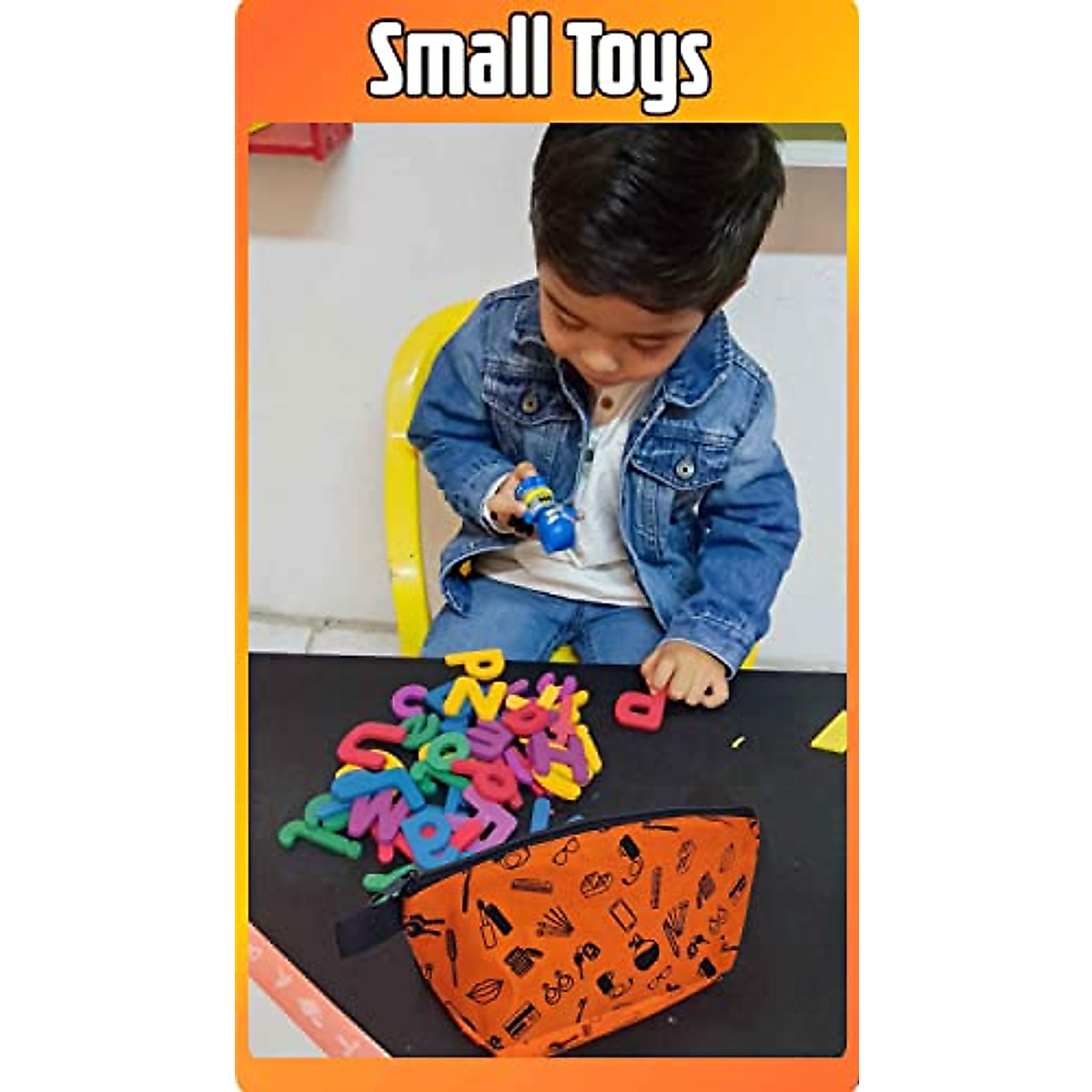 ORBIT-MAX Multipurpose Pouch 6 Pcs Value Pack School Zipper Pouch Polycotton Pen Pencil Bag Washable Purse with Handle Office Storage Small Case Cosmetic Purse Travel Organizer Toy bag Toiletry pouch