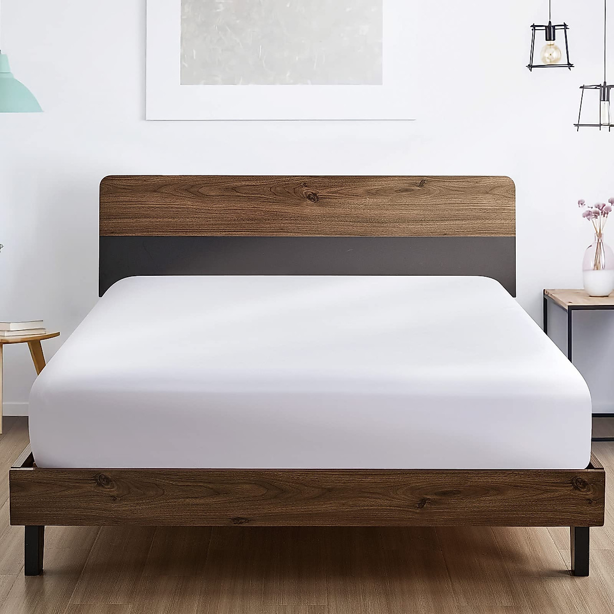 FreshCulture Twin Fitted Sheet - Hotel Quality - Ultra Soft & Breathable - Brushed Microfiber - Deep Pocket - Cooling Fitted Sheet for Twin Size Bed (White)