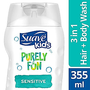 Suave Kids 3 in 1 Shampoo Conditioner Body Wash, Purely Fun Sensitive, 12 oz