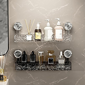 Attarrior Bathroom Suction Cup Storage Rack Without Punching Wall-mounted Shelf Bathroom Shower Storage Acrylic for Bathroom Storage (Clear, 2 PCS)