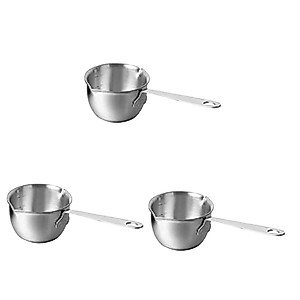 Veemoon Chocolate Milk 3pcs and Stick Pouring Pour Stainless Warmer Stockpot Kitchen Korean Spout Non Handle Soup Cookware Stovetop Melting Cooking Pot Stove Ml Saucepan Boiling Turkish Coffee Pot