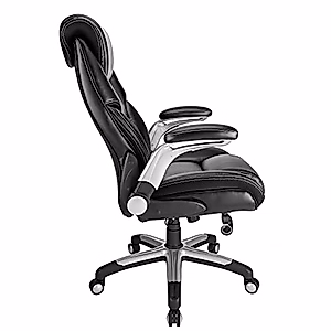 Realspace® Torval Big & Tall Bonded Leather High-Back Computer Chair, Black/Silver