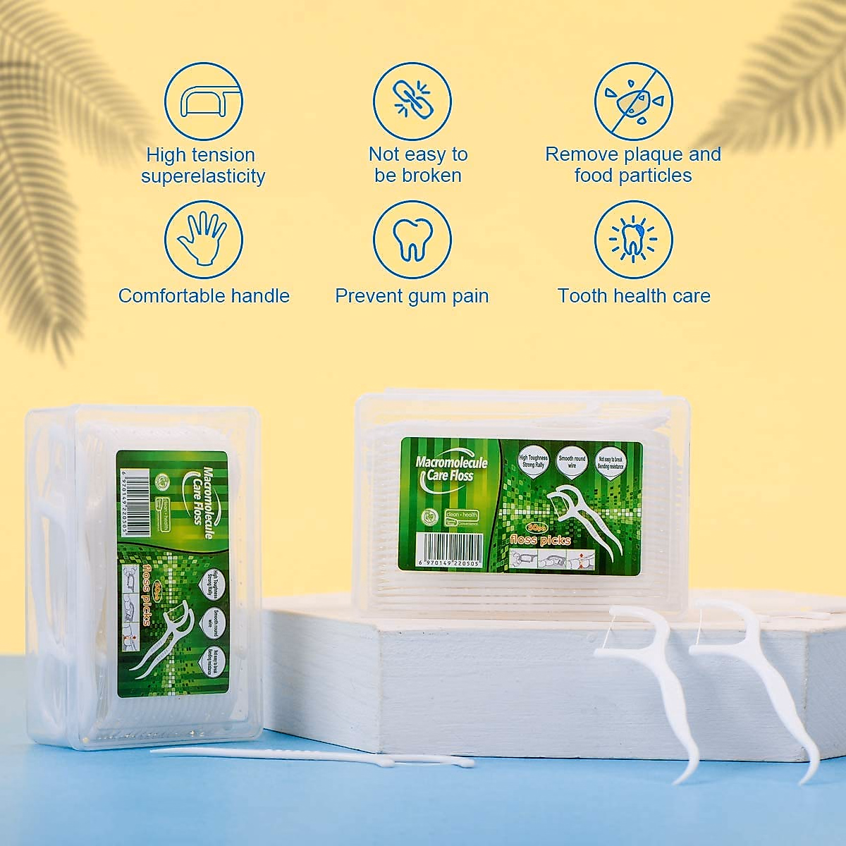 Leioua Dental Floss Picks 300 Counts Unflavored Durable Disposable Floss Threaders Pro Health Sticks for Adults and Kids 6 Travel Handy Cases