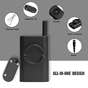 VICKDGE Portable Mini Grinder with Large Capacity Storage Container for Kitchen(Black)